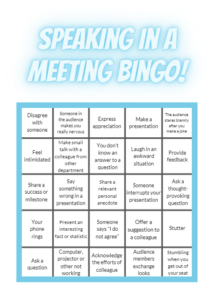 Bingo Game: Speaking in a meeting - Virtual Orator